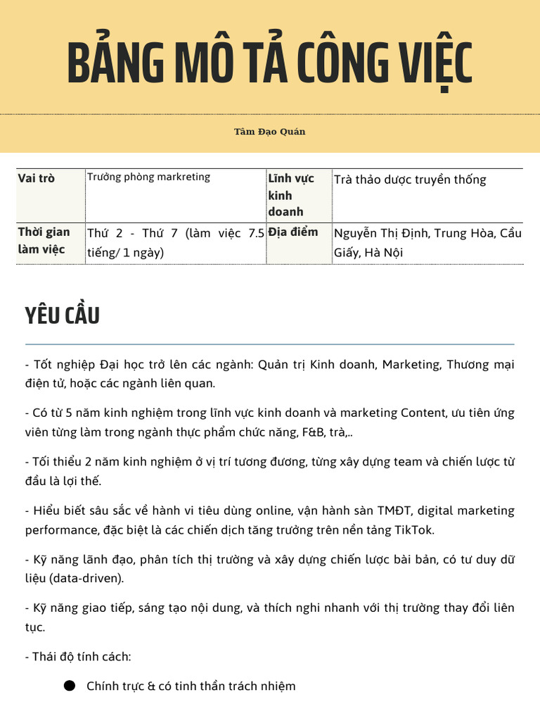 JD - Truongphongmkt - TDQ | PDF