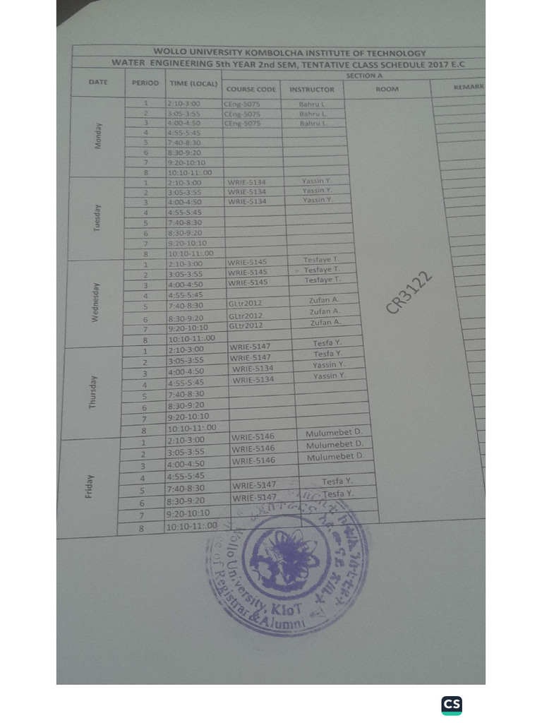 5th Year Class Schedule | PDF