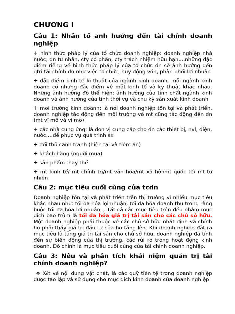 Lý Thuyết QTTC | PDF