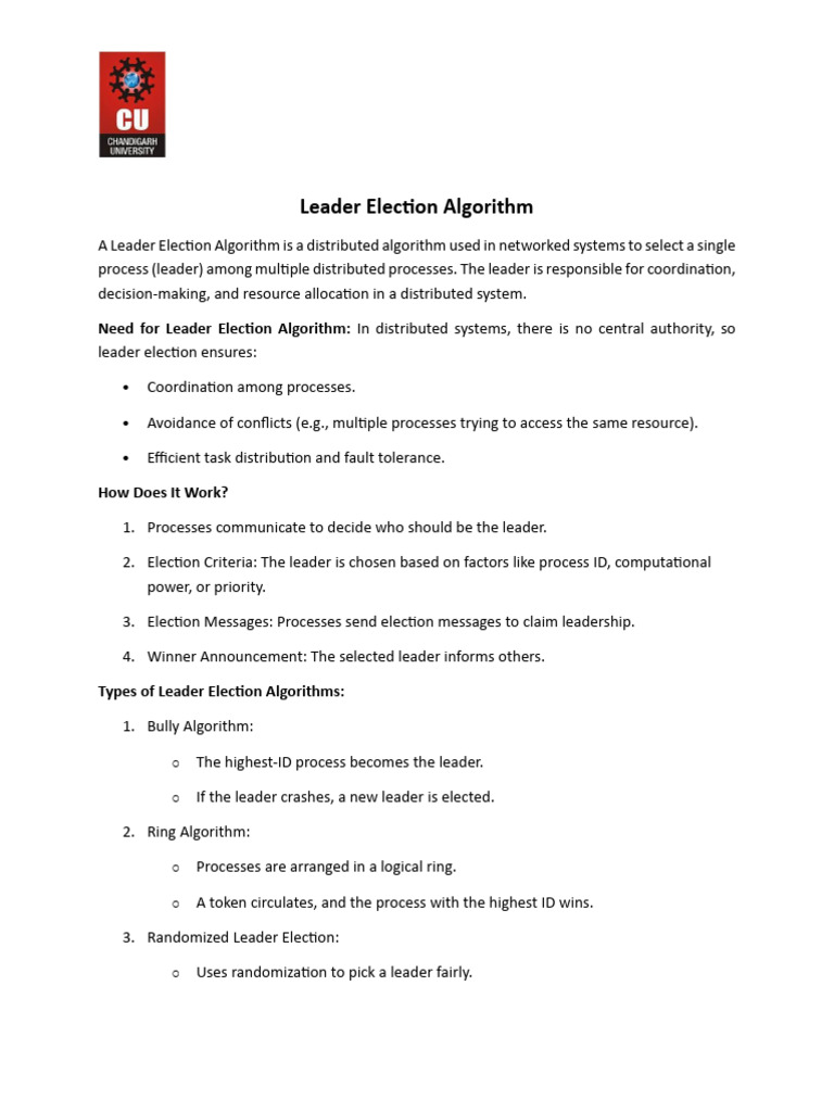 Unit II Leadership Election Algorithm | PDF | Computing | Computer Science