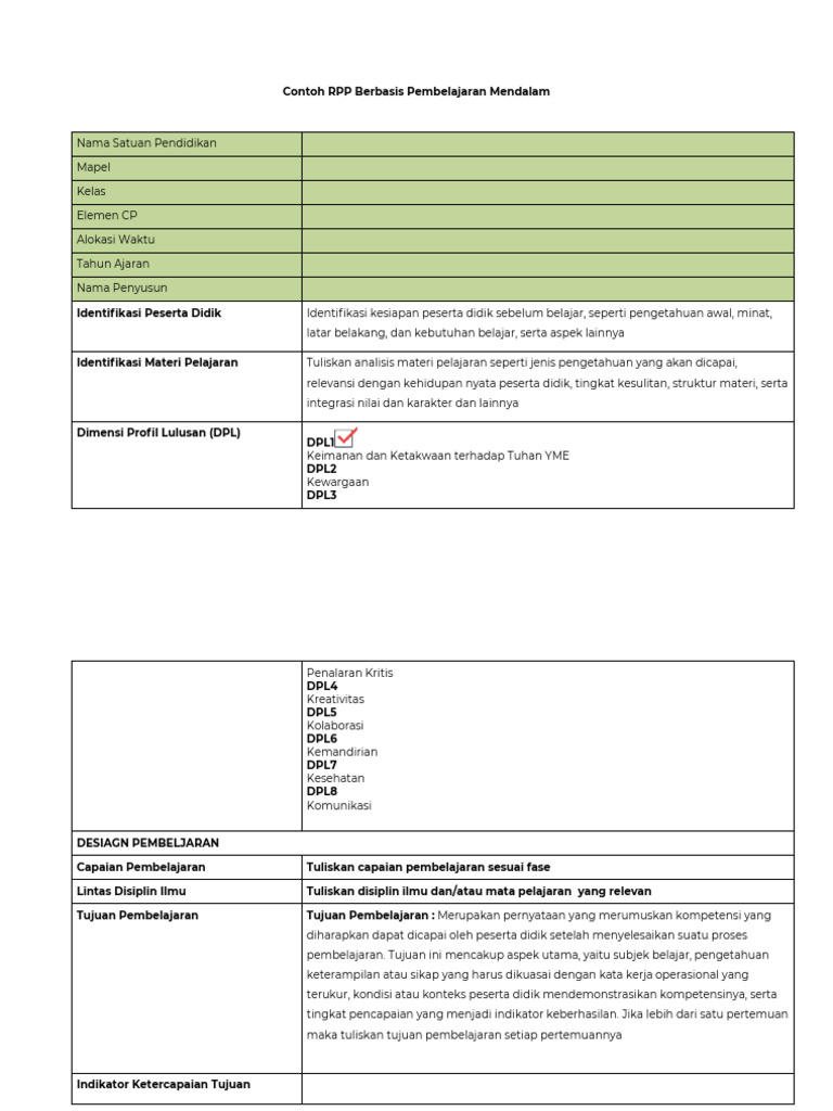 Form RPP Deep Learning | PDF
