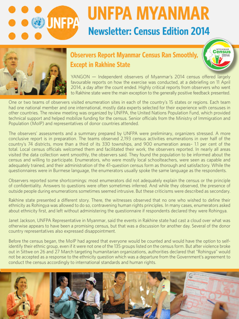 Newsletter Census Edition 2014 UNFPA | PDF | Census | Rohingya People