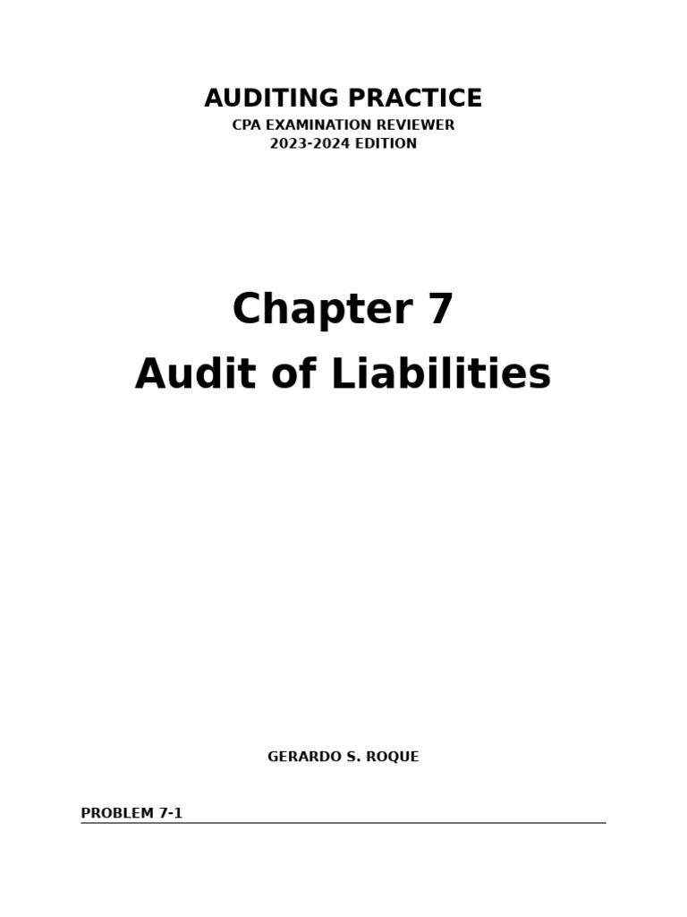 CHAPTER 7 Audit of Liabilities | PDF | Book Value | Present Value