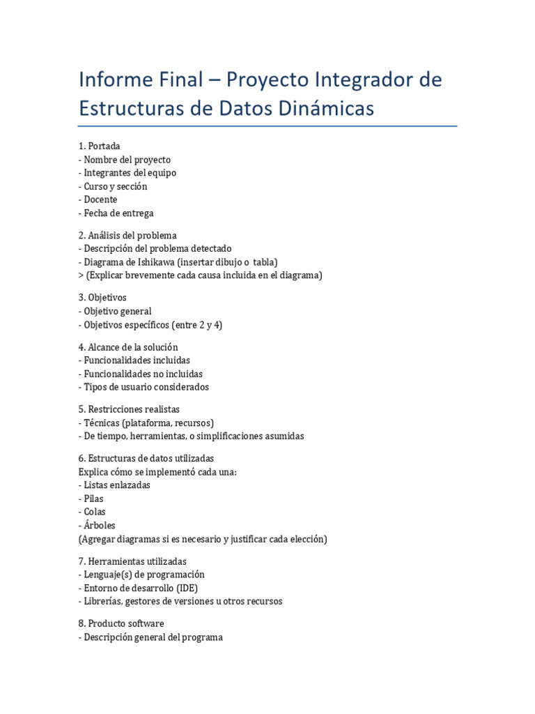 InformeFinal EstructurasDatos | PDF | Software | Entorno de desarrollo integrado
