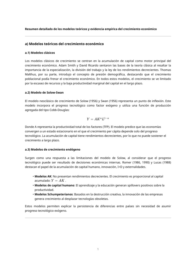 Modelos y evidencia del crecimiento económico | PDF | Crecimiento ...