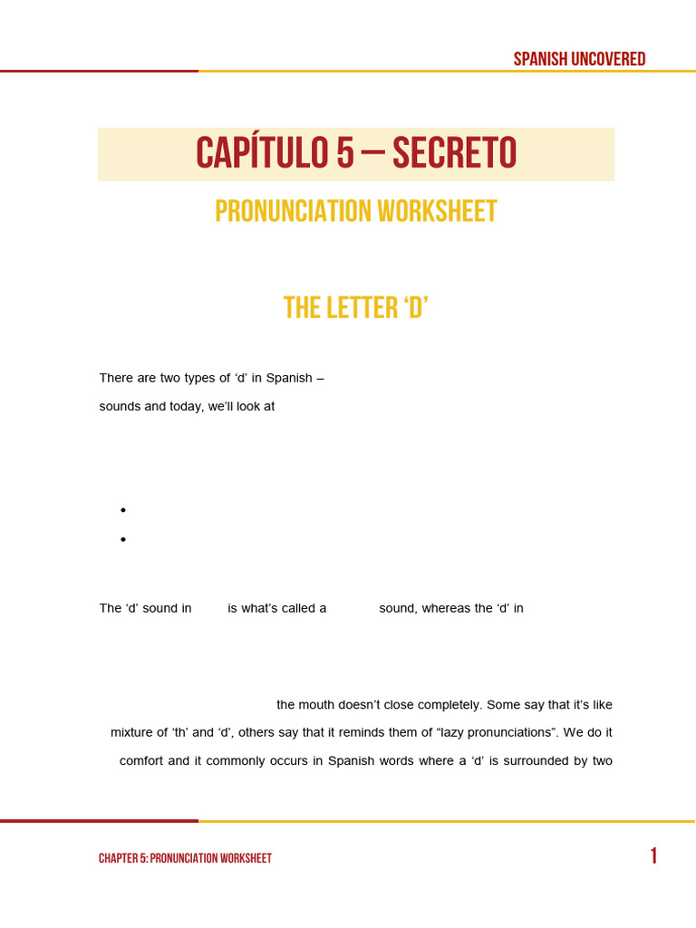 CH 5 Pronunciation Worksheet | PDF