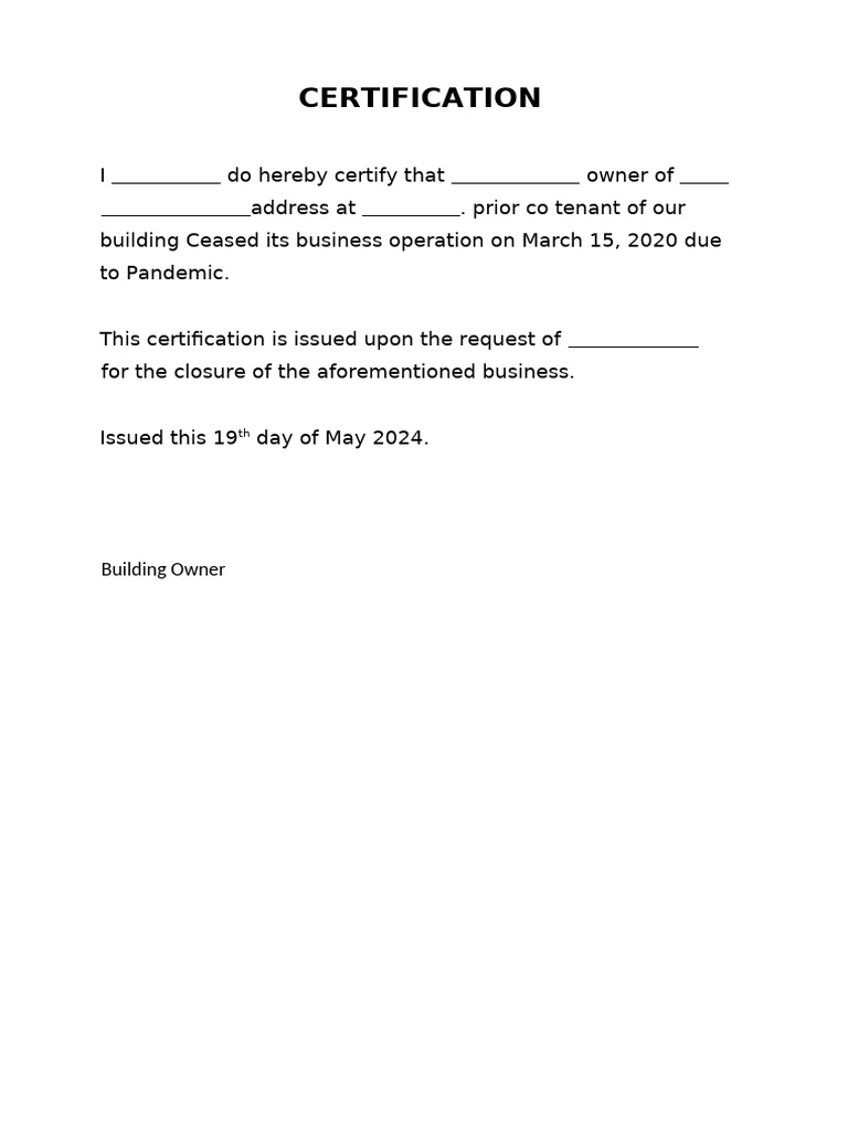 Certificate of No Operation Issued | PDF