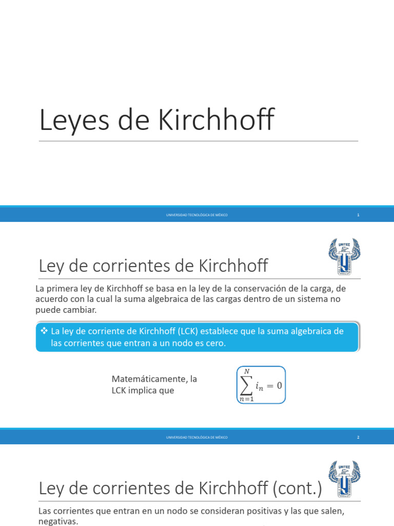 Leyes de Kirchhoff: Corrientes y Voltajes | PDF | Electromagnetismo ...