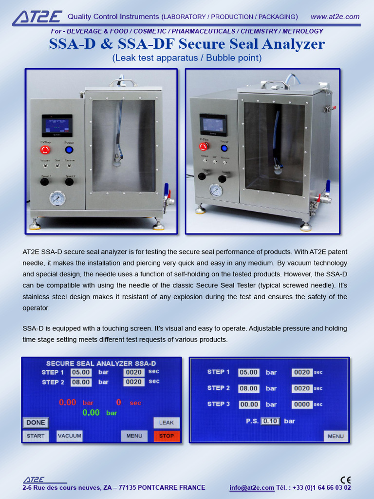 SSA-D & SSA-DF Secure Seal Analyzer | PDF | Metrology | Manufactured Goods