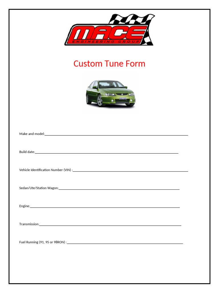 Custom Tune Form 8-8-17 | PDF