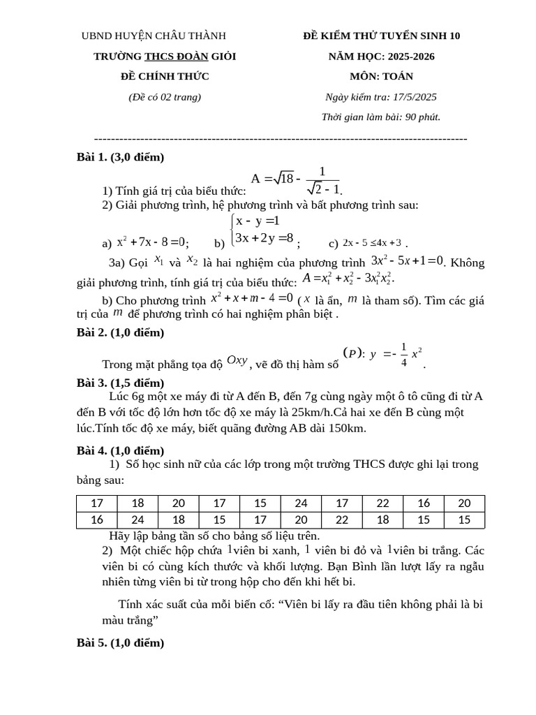 De Thi TH Doan Gioi 25-26 | PDF