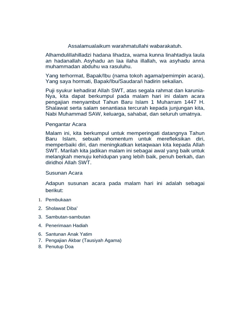 Teks MC Pengajian Akbar | PDF