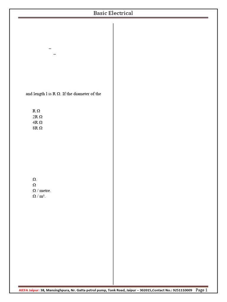 Basic Electrical Test Series | PDF | Electric Field | Series And ...