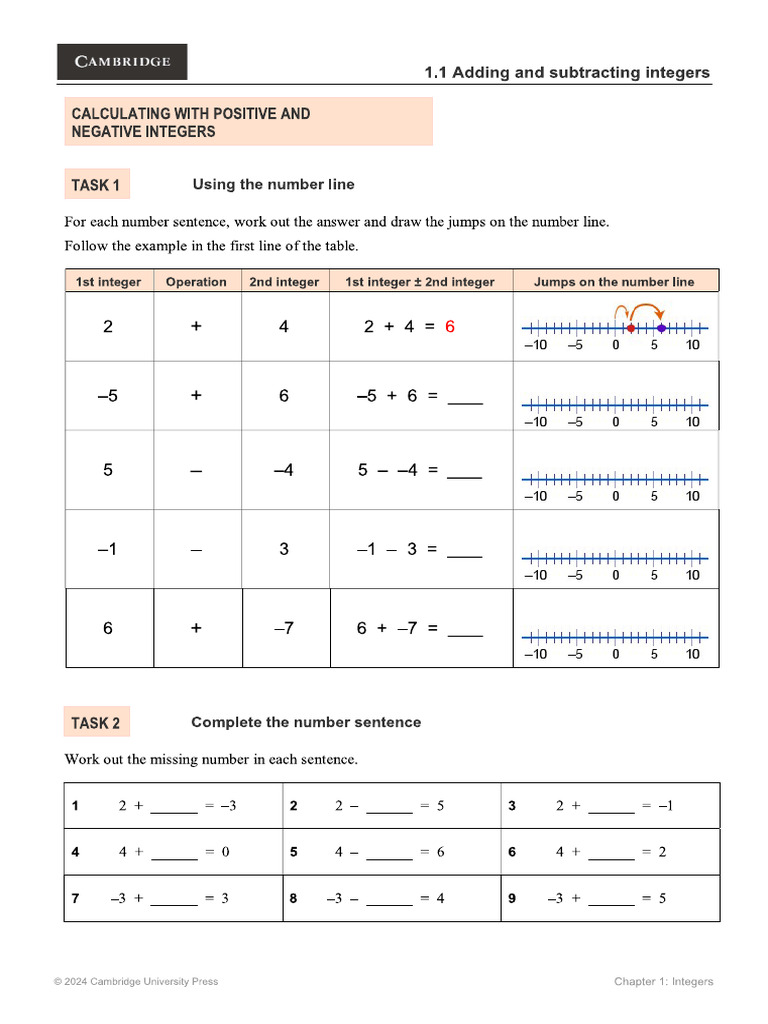 1.1.adding and Subtracting Integers | PDF