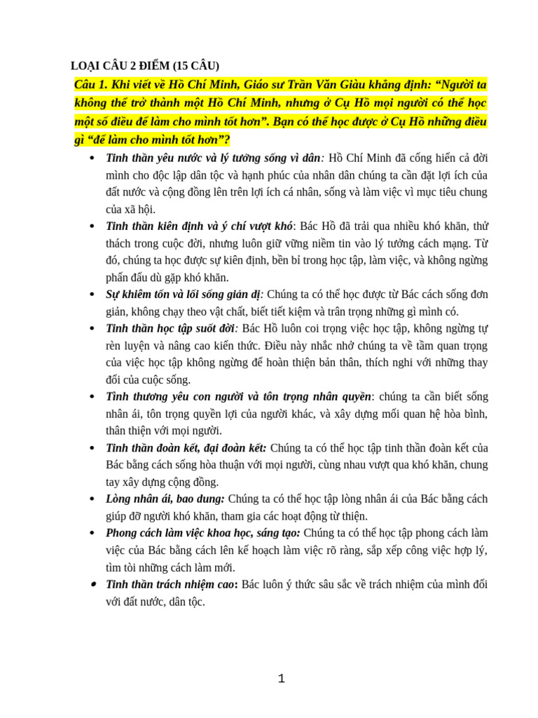 30 Câu TL TTHCM - ĐT - G I SV | PDF