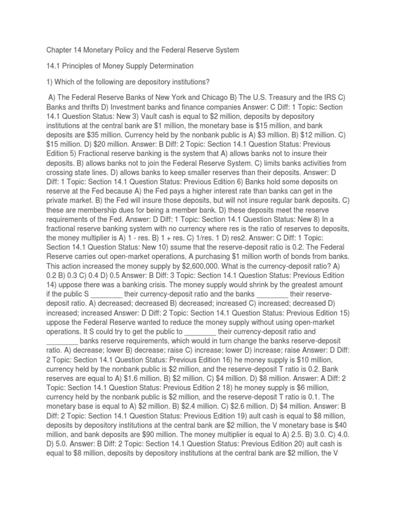 Chapter 14 Monetary Policy and The Federal Reserve System | PDF ...