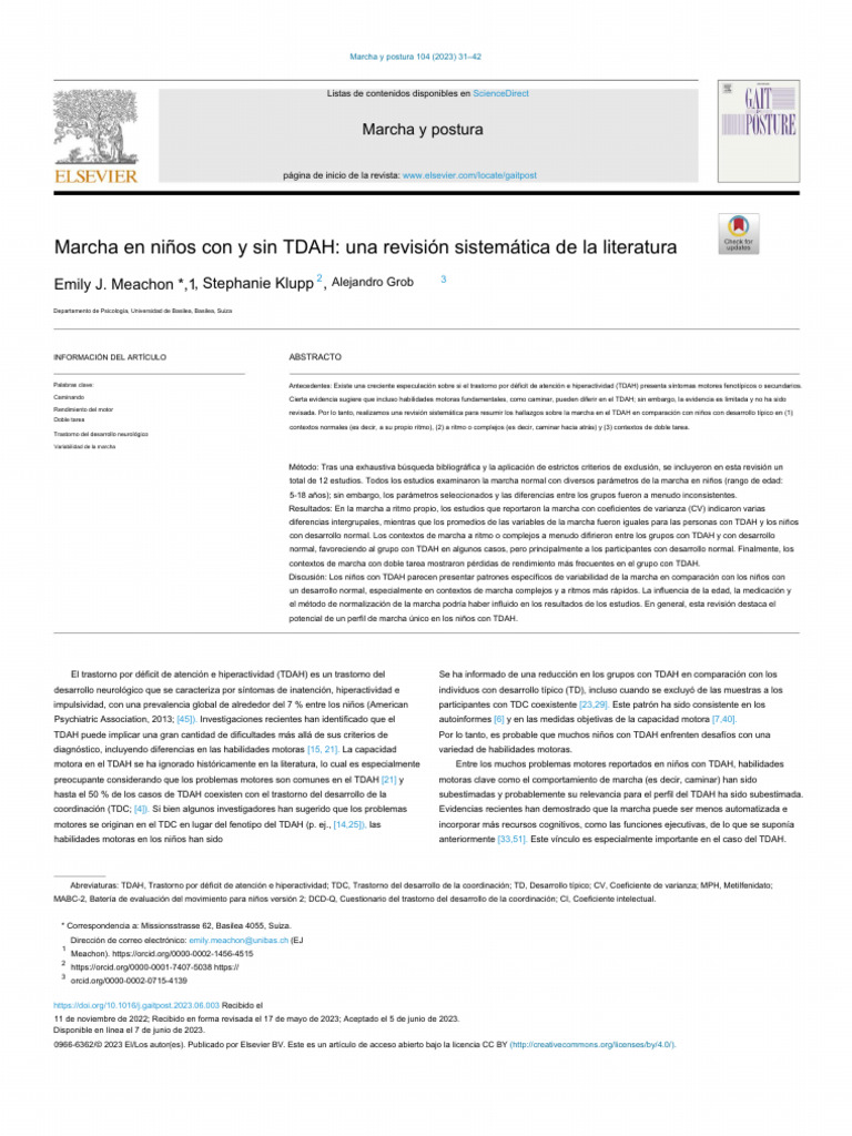 Gait in Children With and Without ADHD. A Systematic Literature Review ...