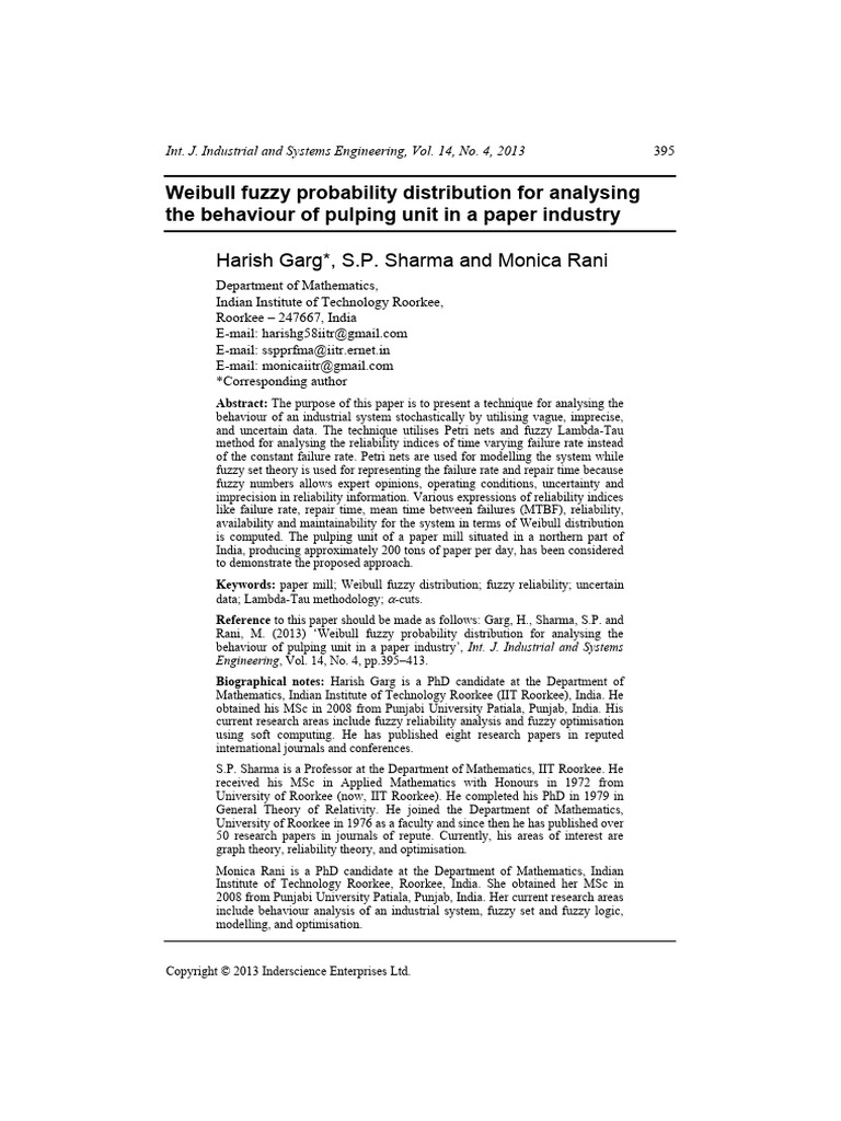 Weibull Distribution and Its Application | PDF | Reliability Engineering | Fuzzy Logic