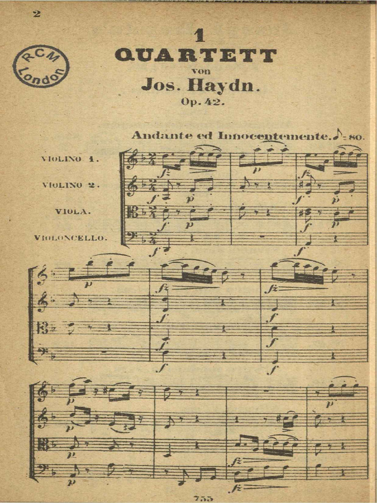 String Quartet in D Minor, Hob - Iii-43 (Haydn, Joseph) - Complete Score | PDF