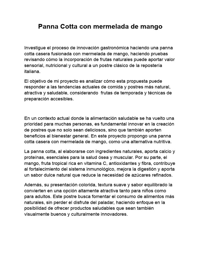 Panna Cotta | PDF | Mango | Alimentos