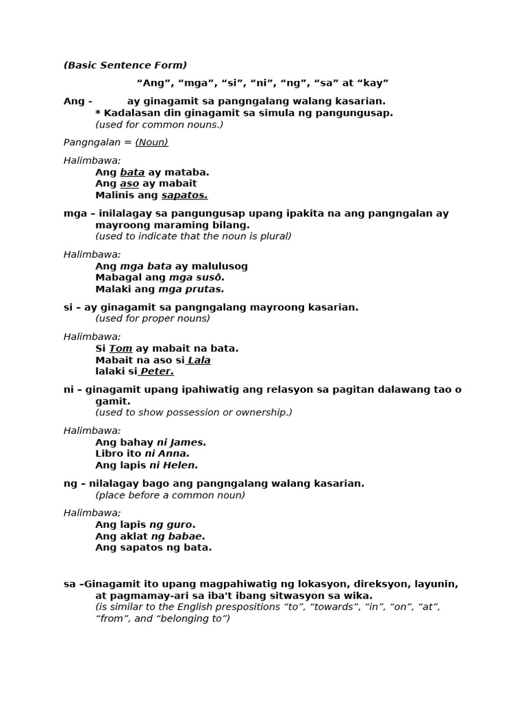 Basic Sentence Form Complete | PDF