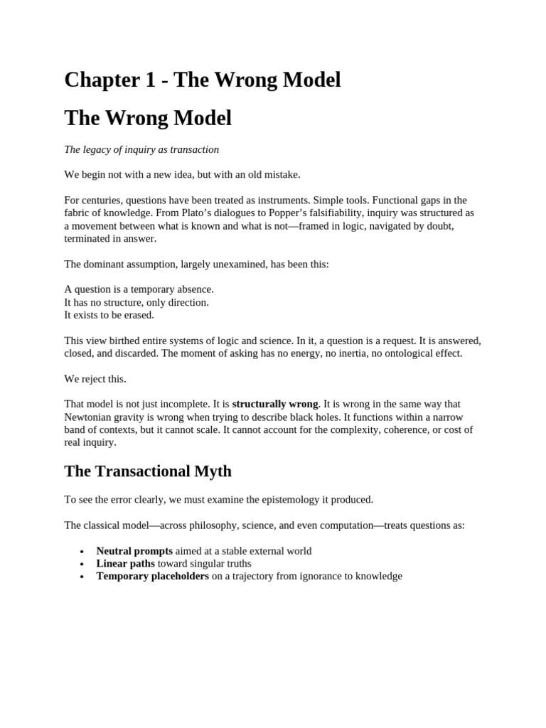 Chapter 1 The Wrong Model | PDF | Epistemology | Conceptual Model