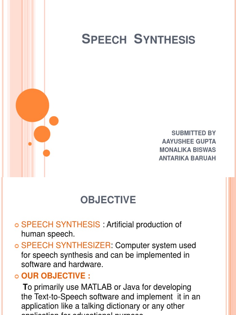 Speech Synthesis | Speech Synthesis | Application Programming Interface