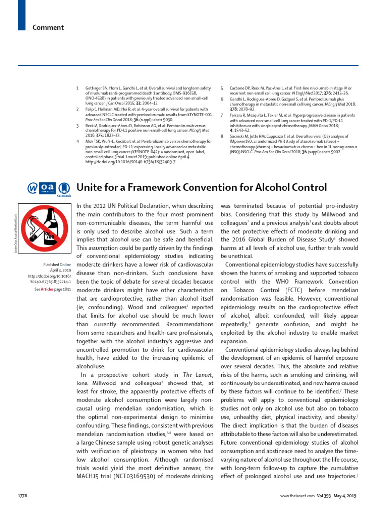 Unite For A Framework Convention For Alcohol Contr | PDF | Epidemiology ...