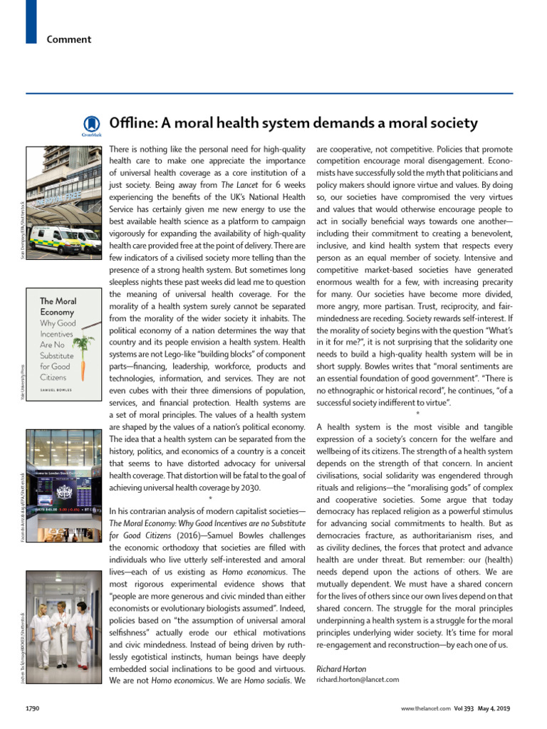 Offline A Moral Health System Demands A Moral Soc | PDF | Economies ...