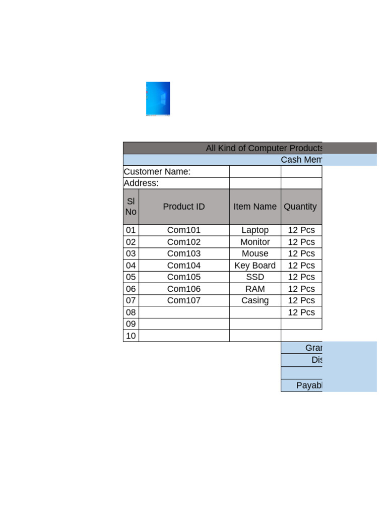 Computer Shop Cash Memo Details | PDF