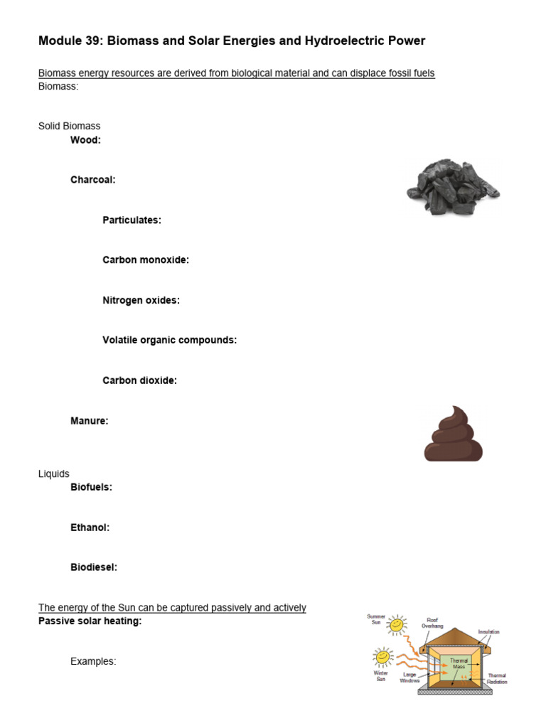Module 39 - Biomass and Solar Energies and Hydroelectric Power | PDF ...