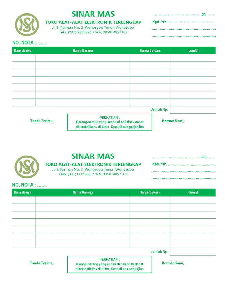 06 Contoh Nota Toko Elektronik | PDF