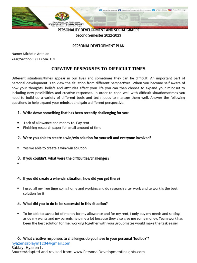 Creative Responses To Difficult Times | PDF | Social Psychology ...