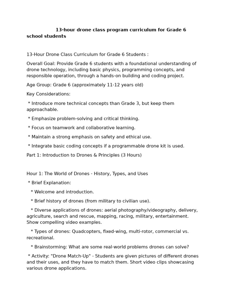 Grade 6 Drone Curriculum Overview | PDF | Computer Programming ...