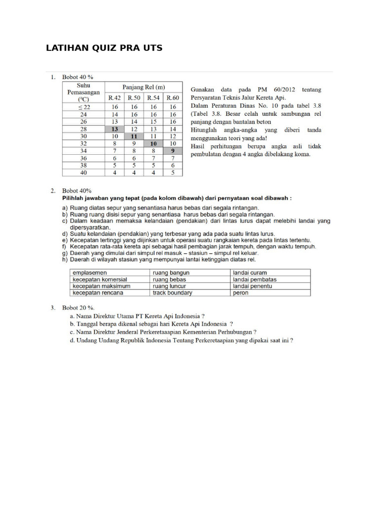 Latihan Quiz Pra Uts 14.10.2024 | PDF