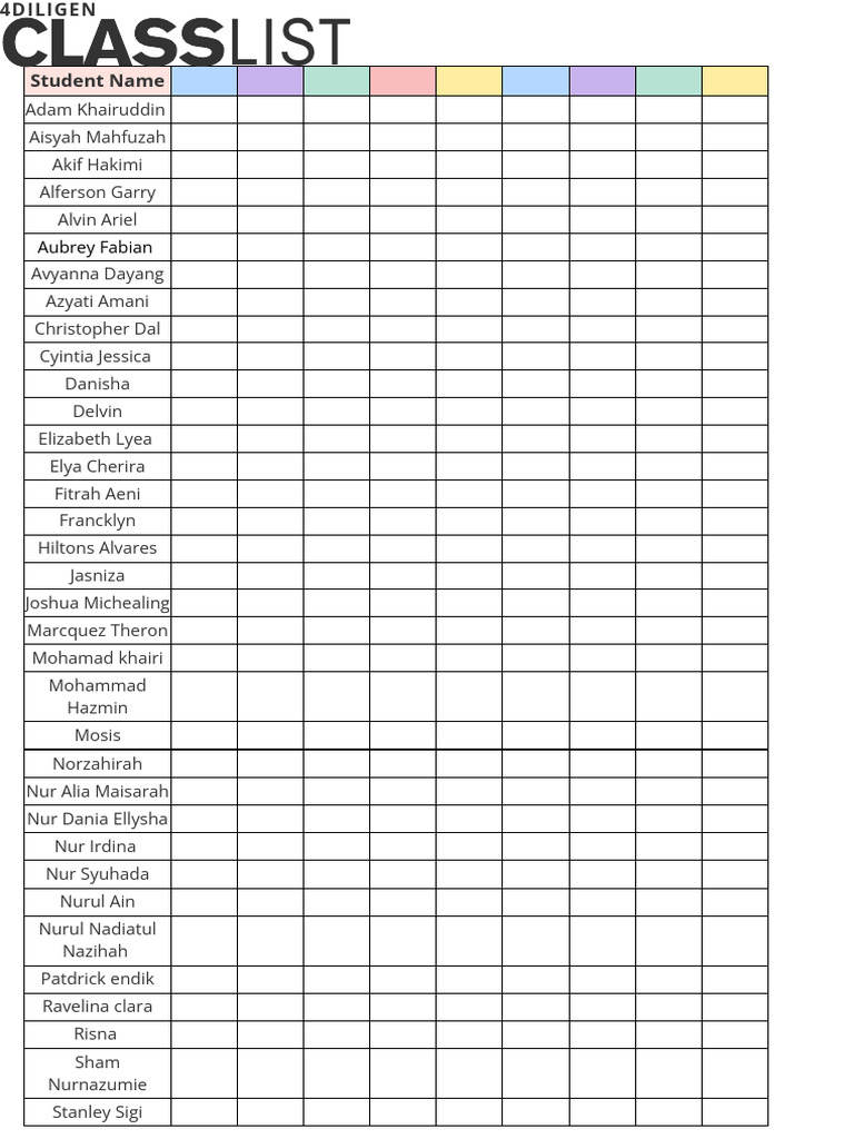 Class List Planner Colorful in Modern Simple Style - 20250622 - 123004 ...