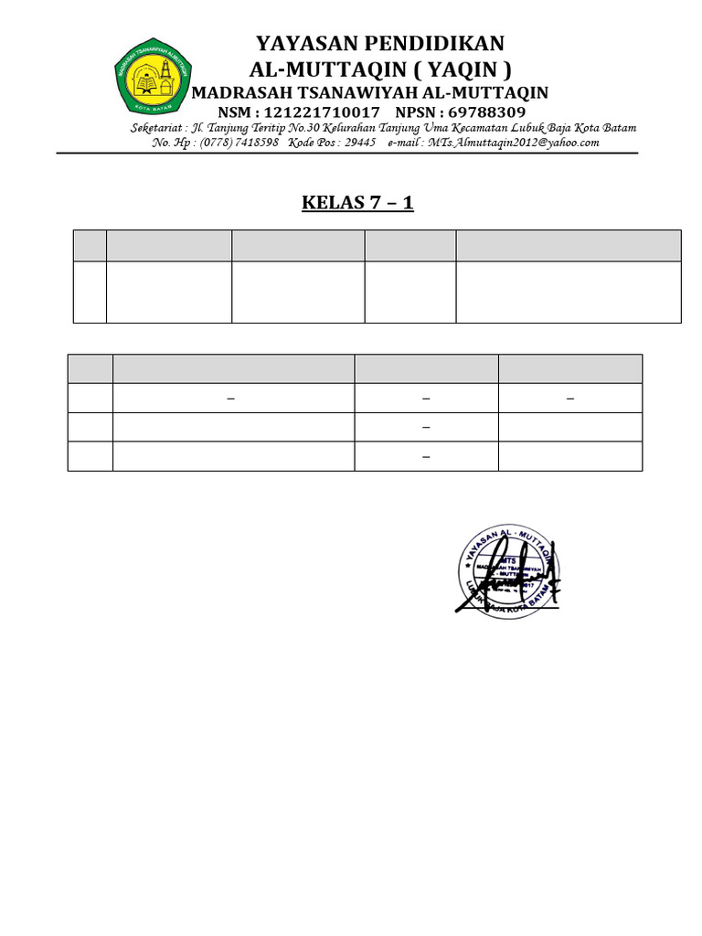Mts Al - Muttaqin 2025 | PDF