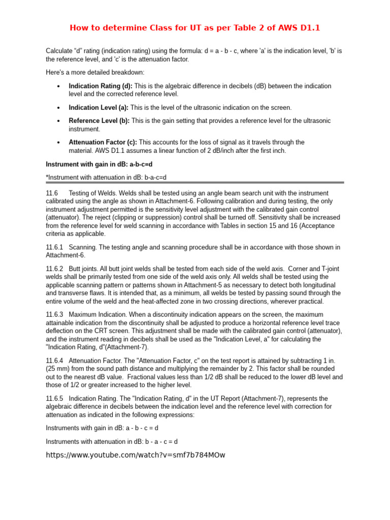 AWS D1.1 Table 8.2 Explaination | PDF | Decibel | Welding