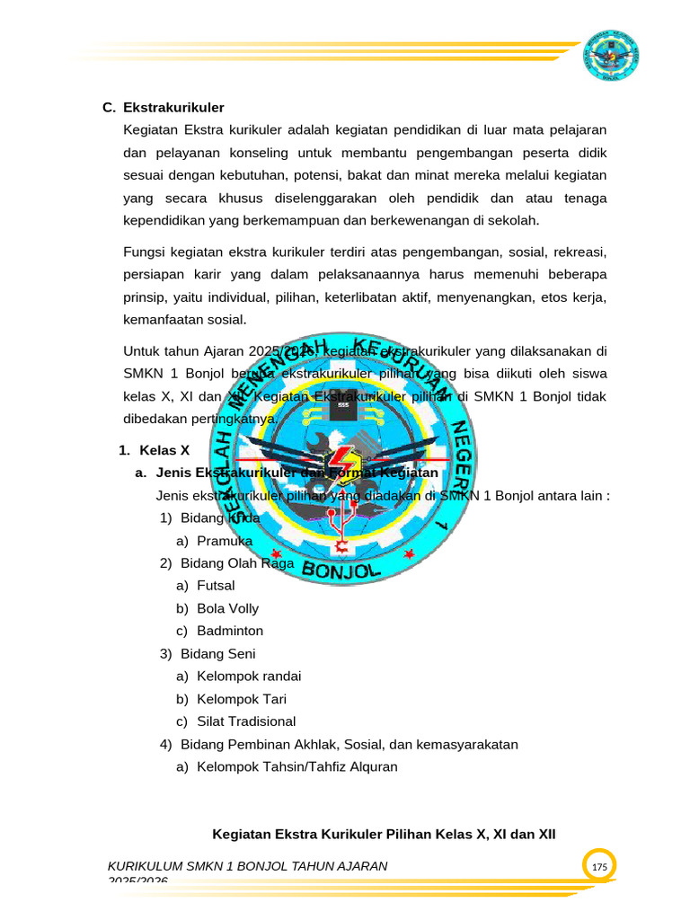 Ekstrakurikuler SMK - 2025 | PDF