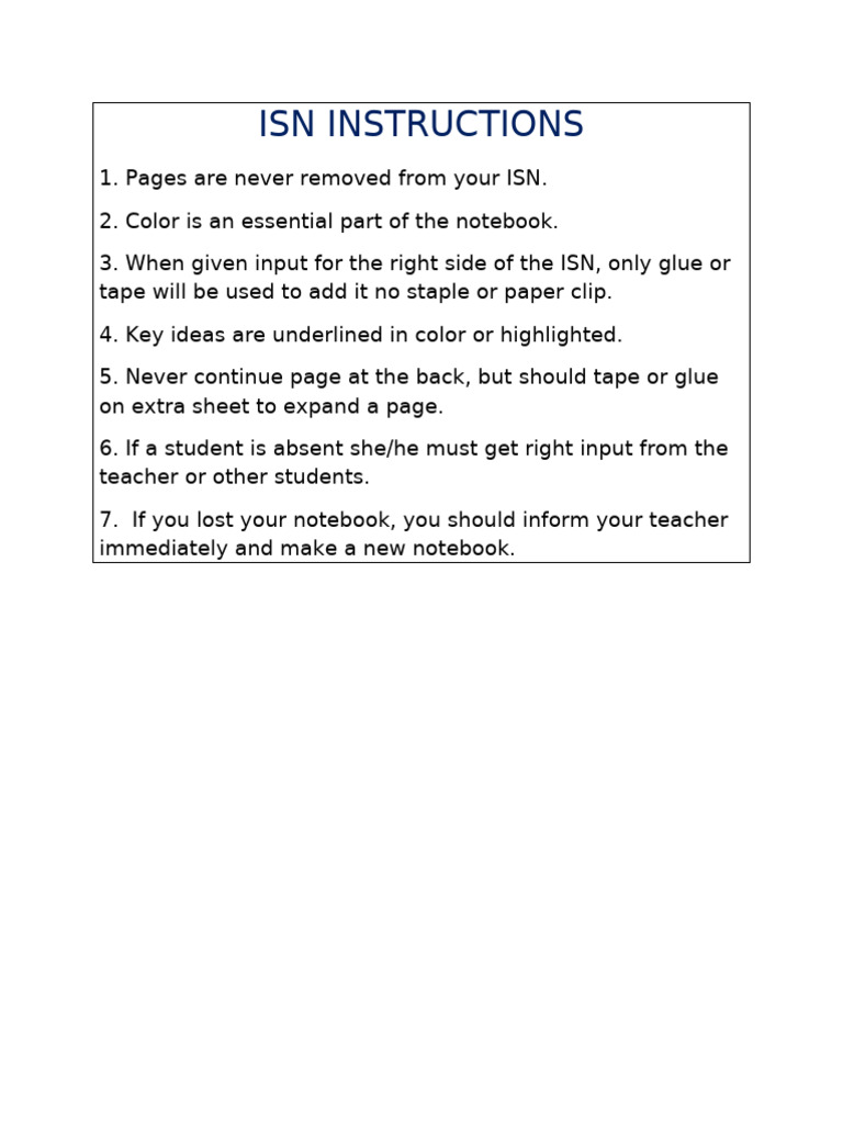 Isn Instructions | PDF