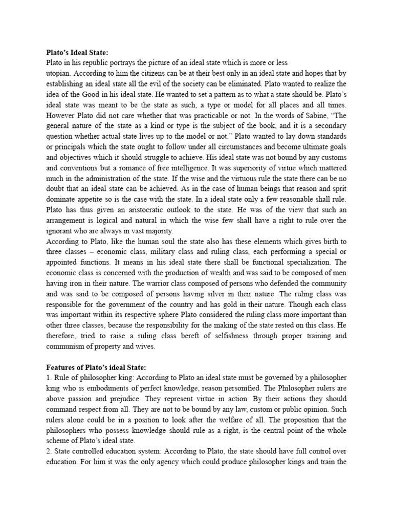 Plato's Vision of an Ideal State | PDF | Plato | Liberal Arts Education