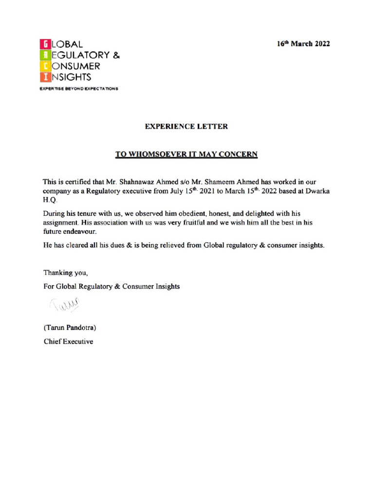 Experience Certificates | PDF