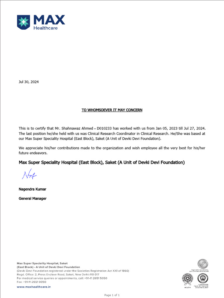Max Exp Letter | PDF