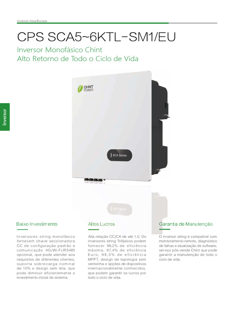 Ficha Técnica Inversor Cps Sca5-6ktl-Sm1-Eu | PDF | Eletrônicos ...