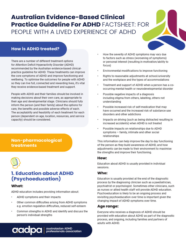 ADHD Guideline Factsheet How Is ADHD Treated C AADPA | PDF | Attention Deficit Hyperactivity ...