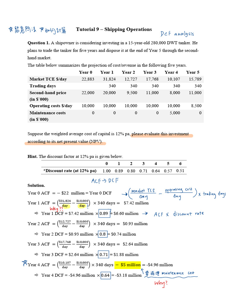 Tutorial 9 Solution | PDF | Net Present Value | Investing