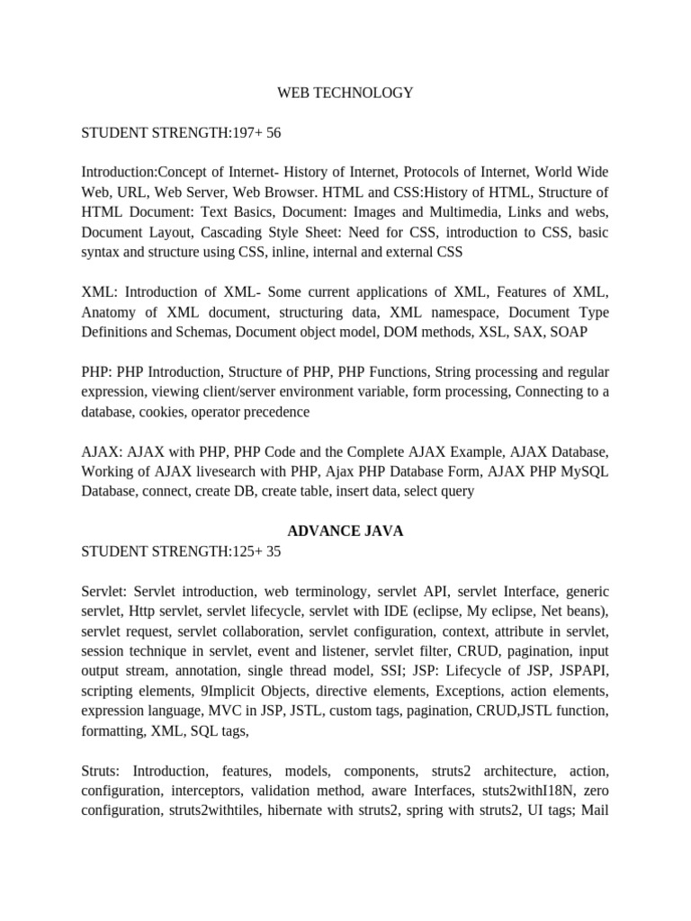 Syllabus Cse - CST 4 Sem & 6 Sem | PDF | Php | World Wide Web