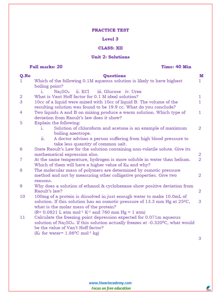 12 Chemistry ChapterTests Chapter 2 Level 3 Test 1 | PDF | Chemical ...