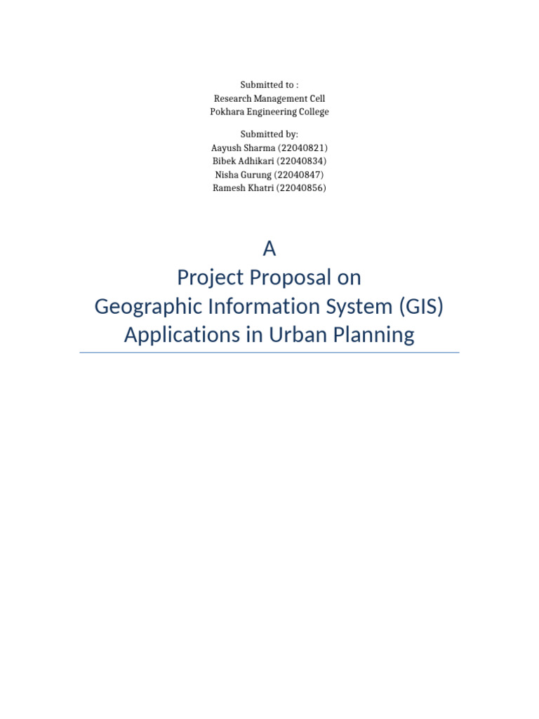 GIS Applications in Urban Planning Proposal | PDF | Geographic ...