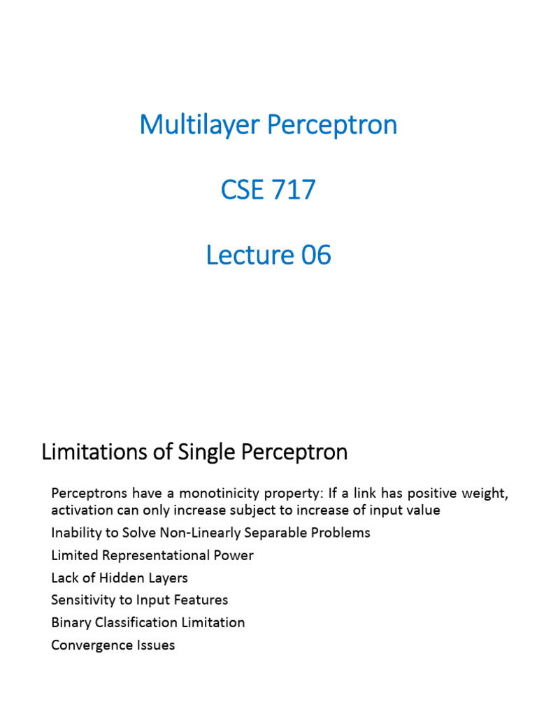 Lecture - 06 (Multi-Layer Perceptron) | PDF | Algorithms | Machine Learning